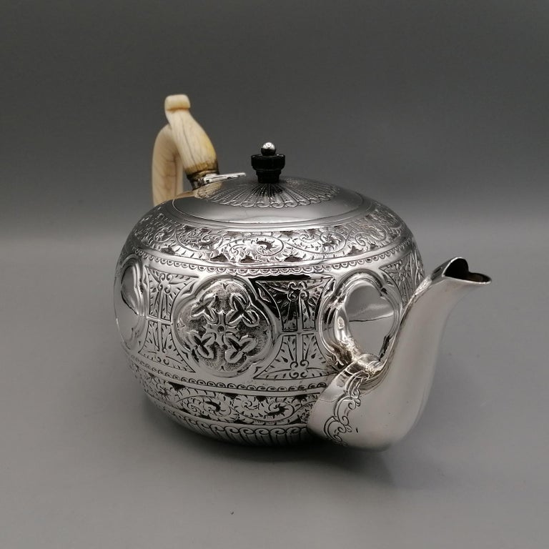 Victorian Sterling Silver Bachelor or Tete-a-tete Tea Set Ivory Handle ...