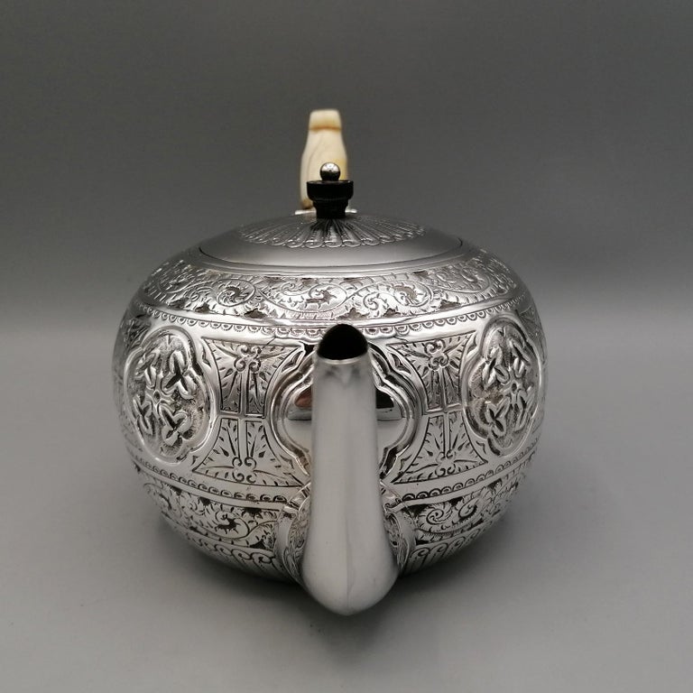 Victorian Sterling Silver Bachelor or Tete-a-tete Tea Set Ivory Handle ...