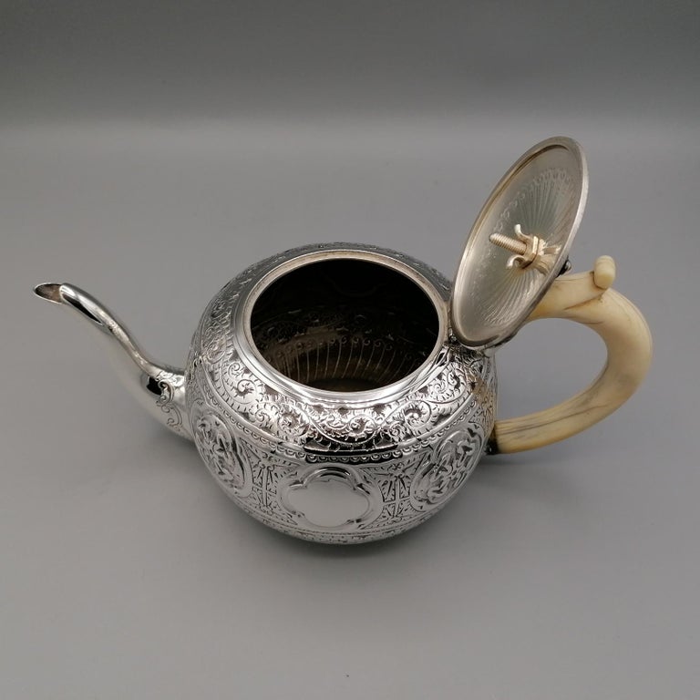Victorian Sterling Silver Bachelor or Tete-a-tete Tea Set Ivory Handle ...