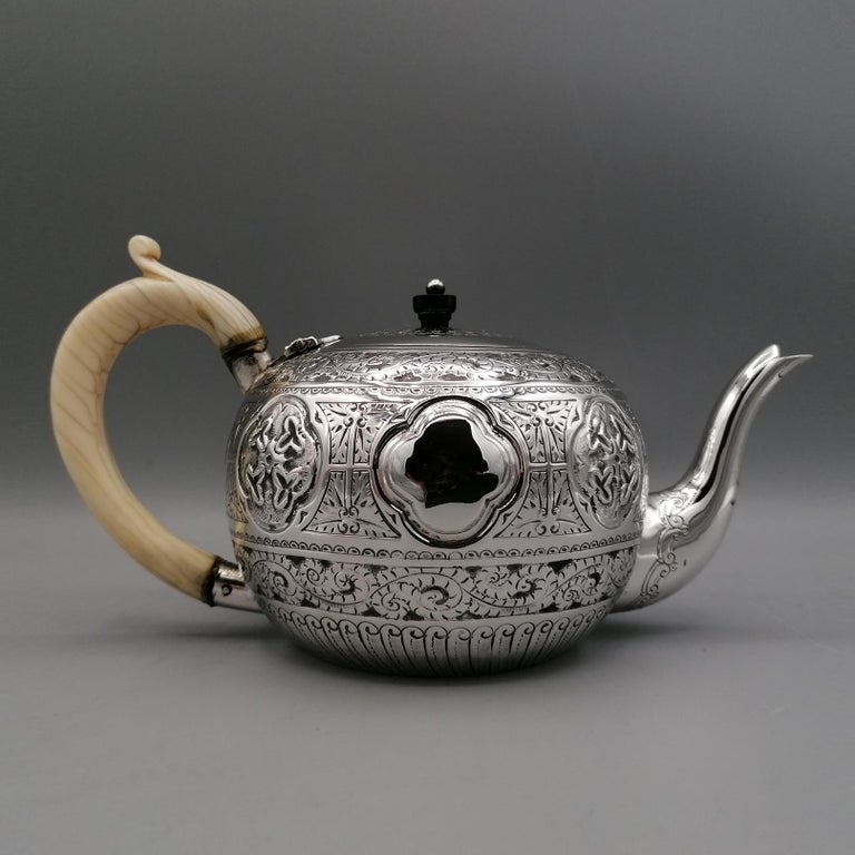 Victorian Sterling Silver Bachelor or Tete-a-tete Tea Set Ivory Handle ...
