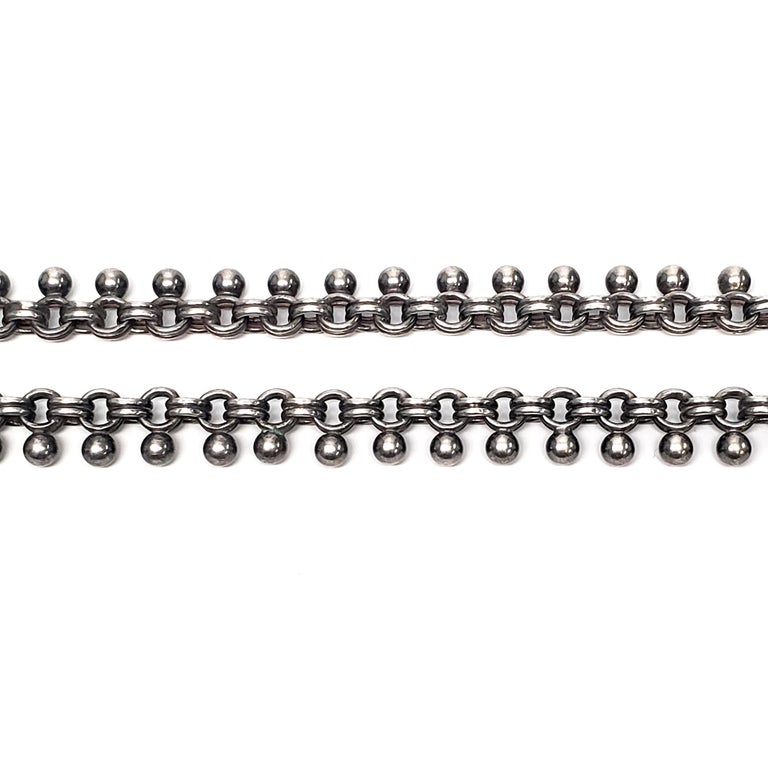 Victorian Sterling Silver Beaded Book Chain and 800 Silver Locket at ...