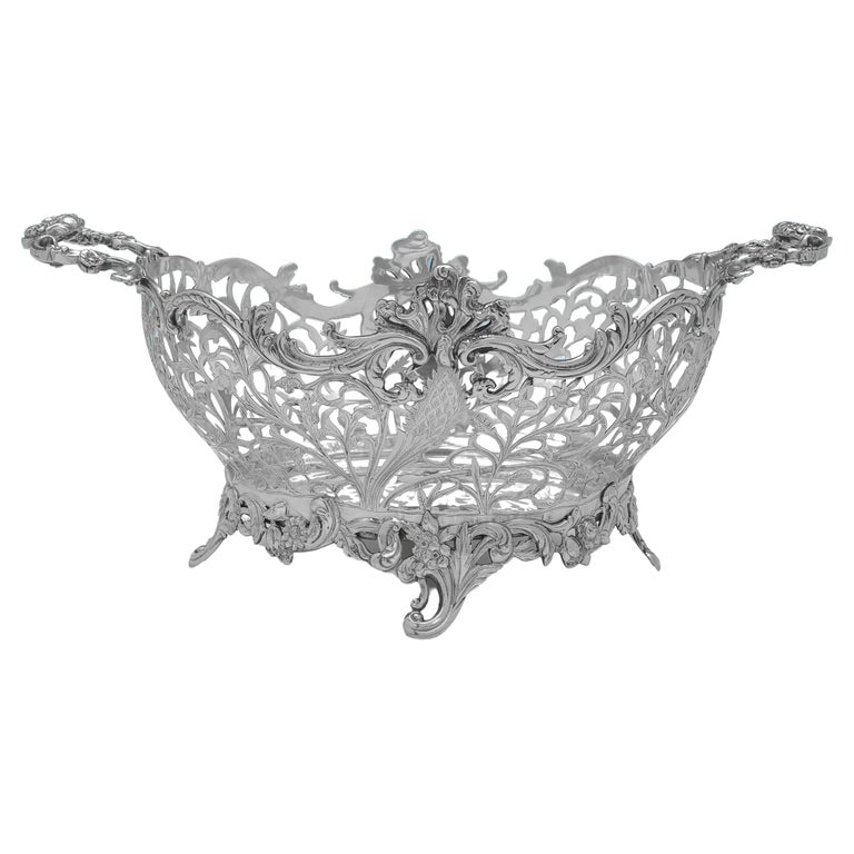 Victorian Sterling Silver Bread Dish or Serving Dish, London 1899 W ...