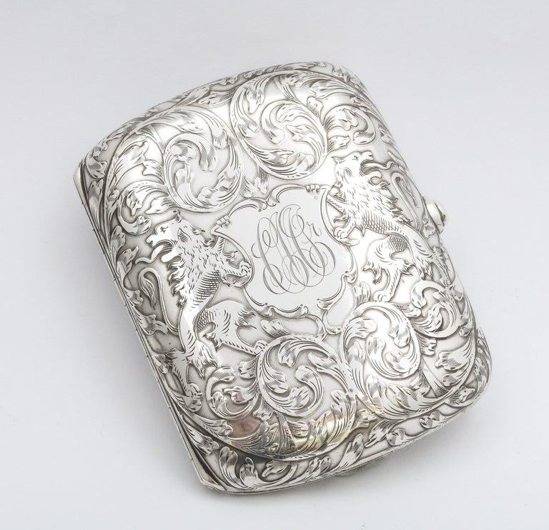 Victorian Sterling Silver Cigarette Case with Lion Motif at 1stDibs