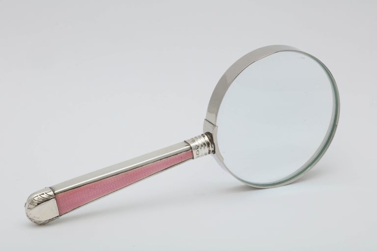 Victorian, Sterling Silver, Deep Pink Guilloche Enamel-Mounted ...