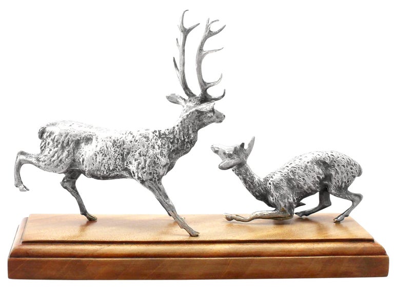 Victorian Sterling Silver Deer and Stag Table Ornament For Sale at ...