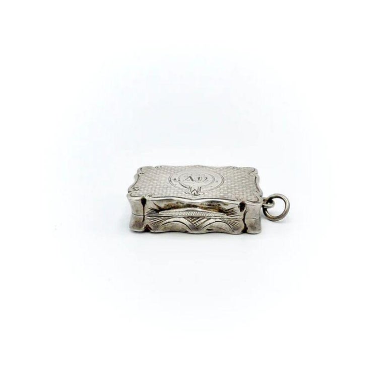 Victorian Sterling Silver Engine Turned Vinaigrette Pendant For Sale at ...