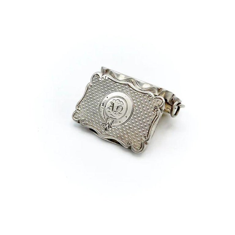 Victorian Sterling Silver Engine Turned Vinaigrette Pendant For Sale at ...