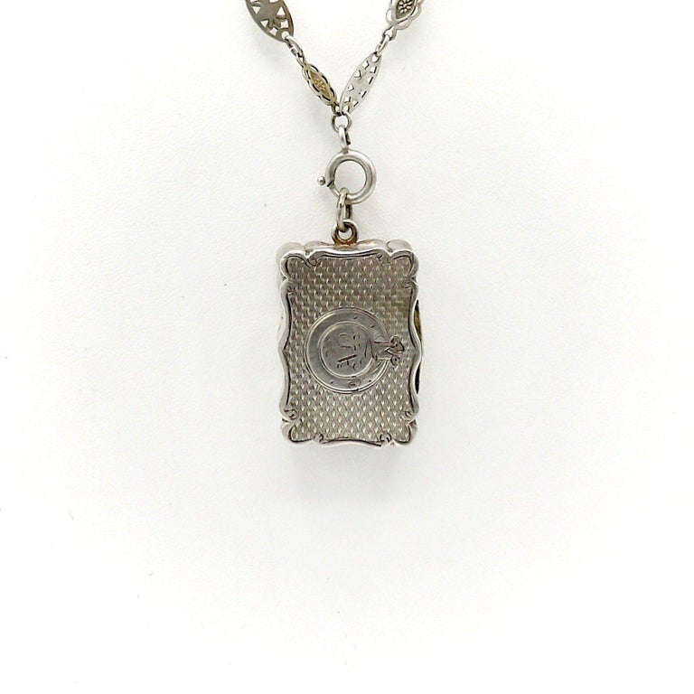 Victorian Sterling Silver Engine Turned Vinaigrette Pendant For Sale at ...
