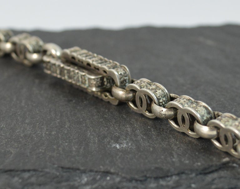 Victorian Sterling Silver Fancy Link Single Albert Pocket Watch Chain ...