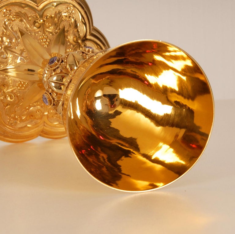 Victorian Sterling Silver Gothic Chalice Jewelled Gilded Silver Holy ...