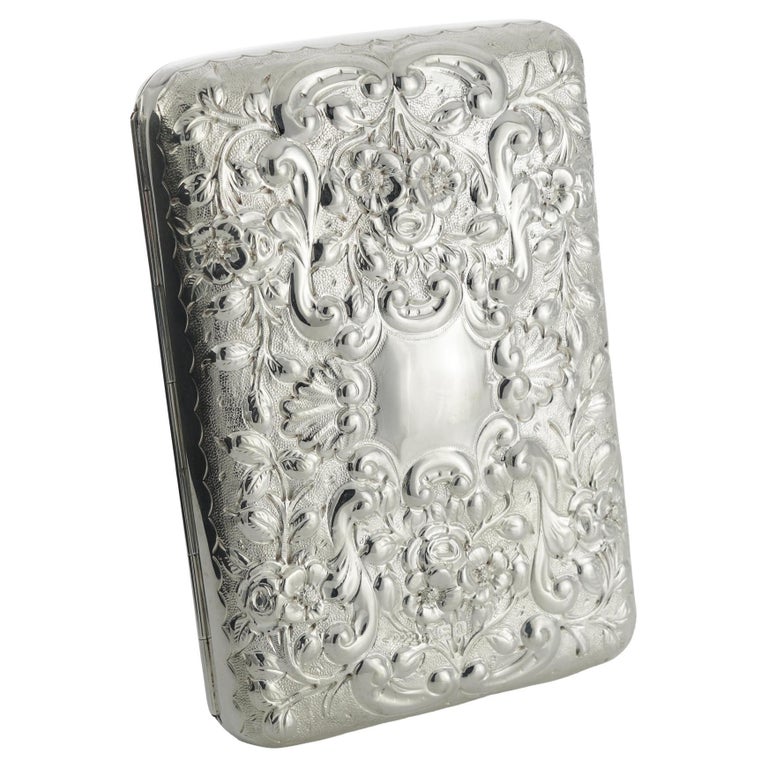 Victorian Sterling Silver Highly Decorated Cigar Case/Box For Sale at ...