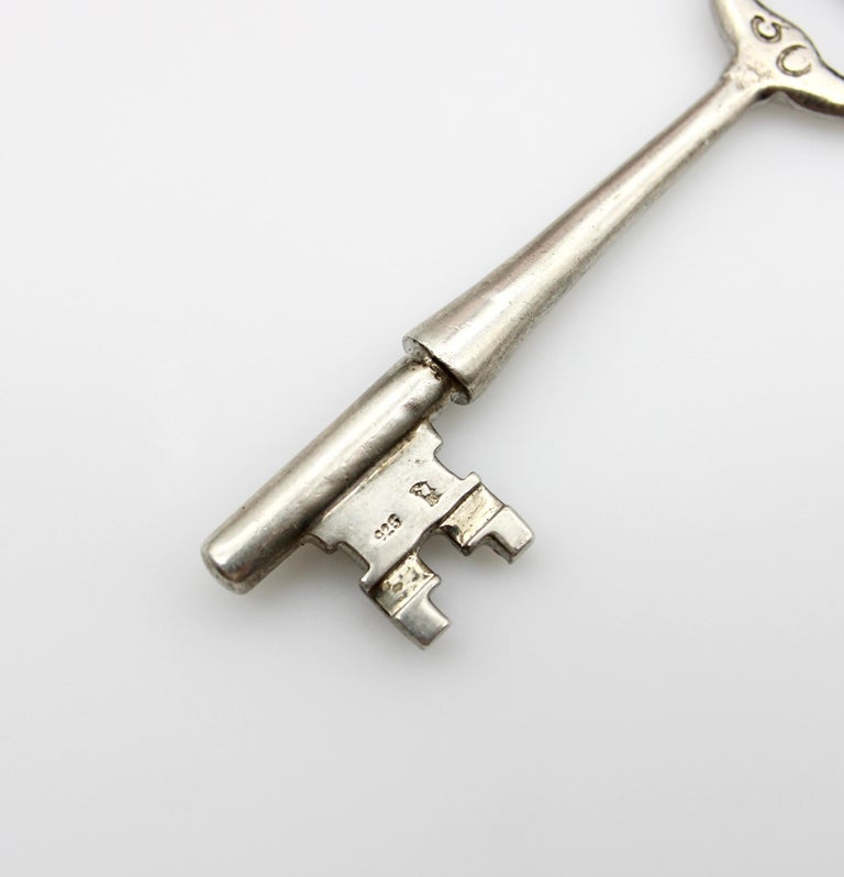 Victorian Sterling Silver Key Pendant For Sale at 1stDibs