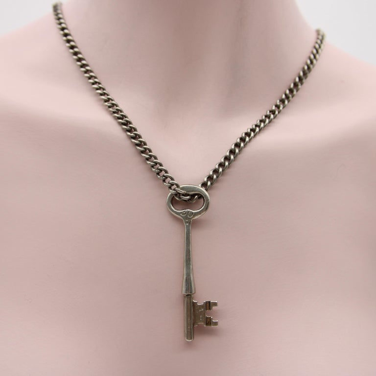 Victorian Sterling Silver Key Pendant For Sale at 1stDibs