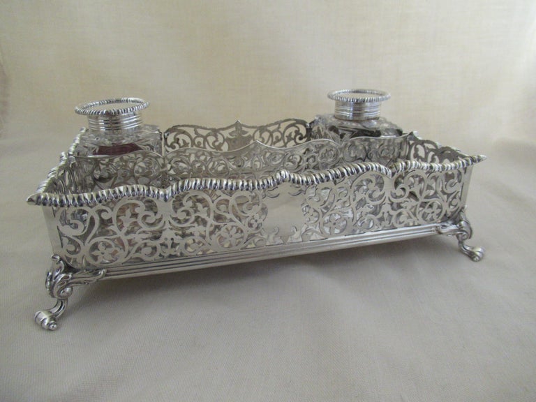 Victorian Sterling Silver Large Desk Inkstand, English Hallmark ...
