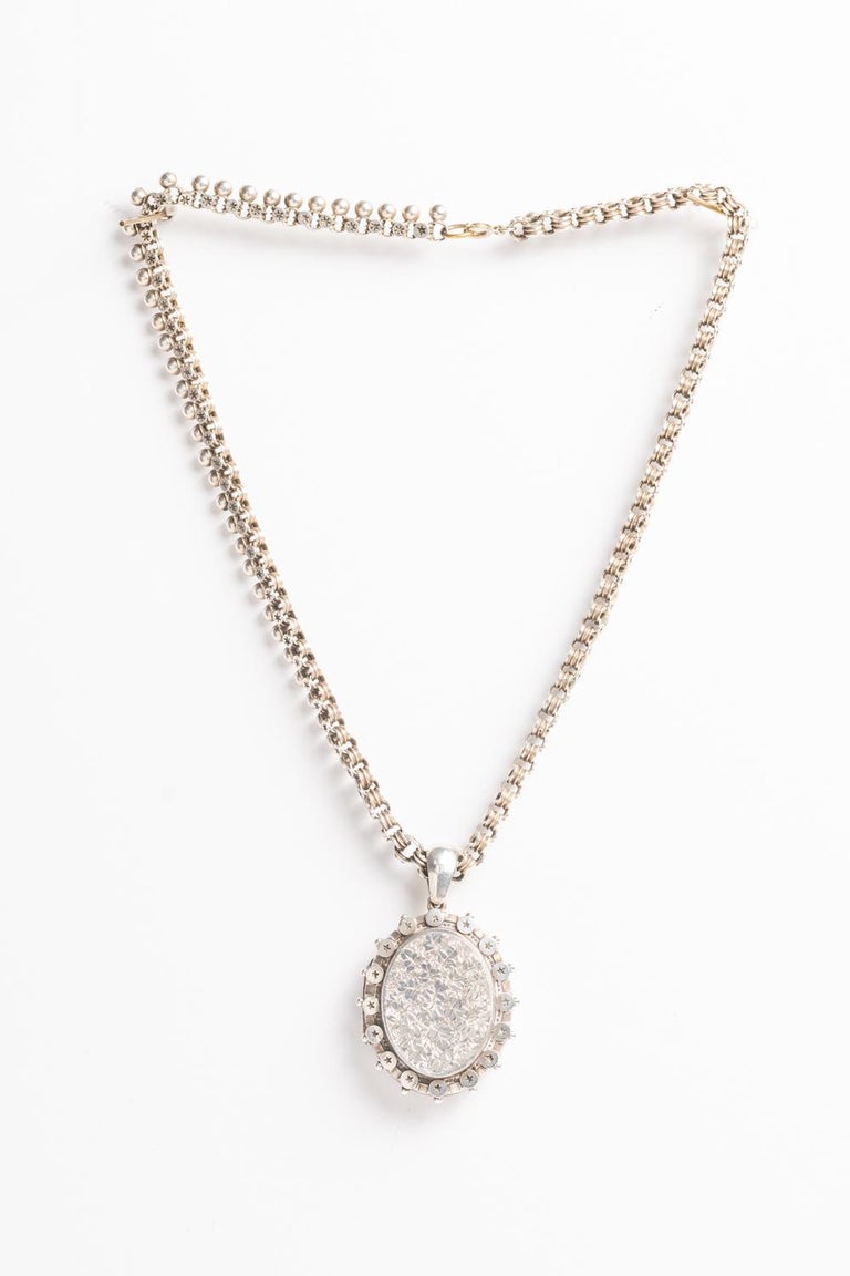 Victorian Sterling Silver Locket with a Necklace For Sale at 1stDibs