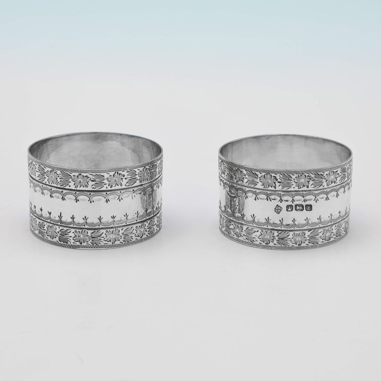 Victorian Sterling Silver Set of Napkin Rings in a Box, Sheffield 1891 ...