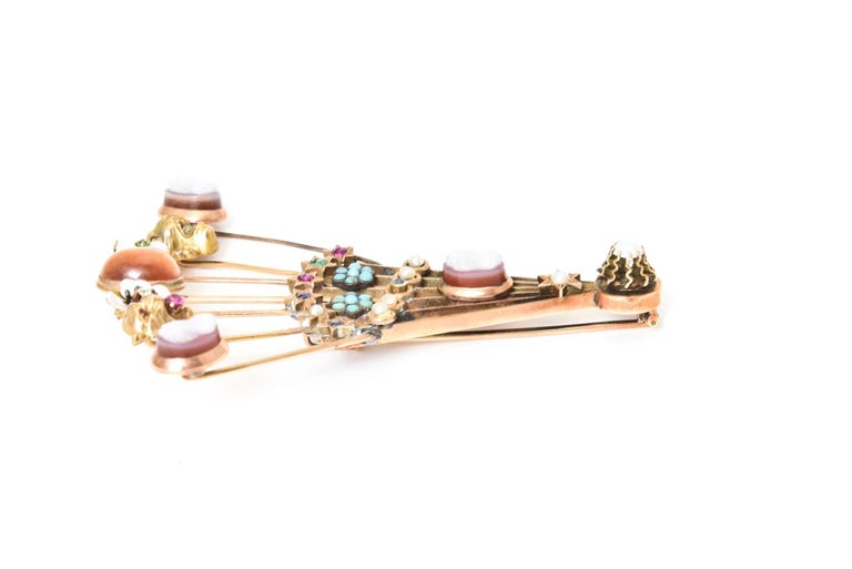 Victorian Stick Pin Collection Custom-Made Gold and Semi Precious Stone ...