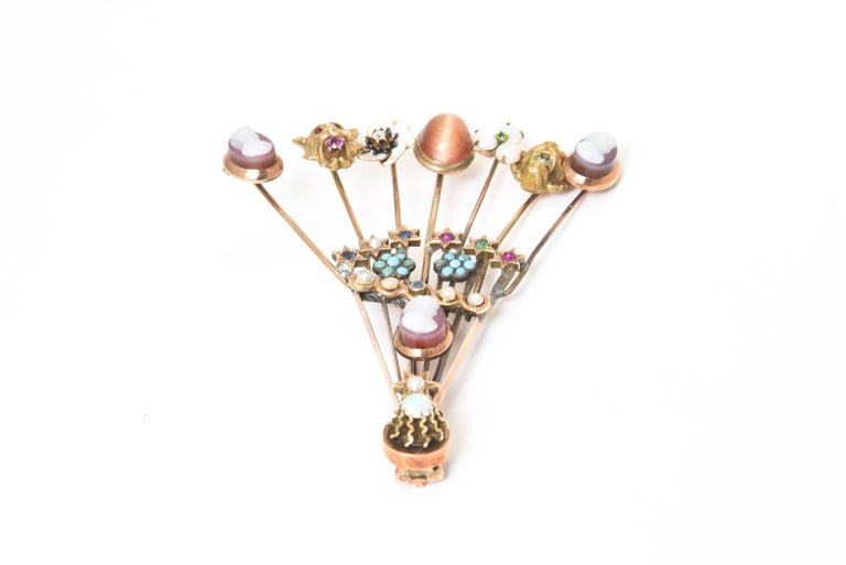 Victorian Stick Pin Collection Custom-Made Gold and Semi Precious Stone ...