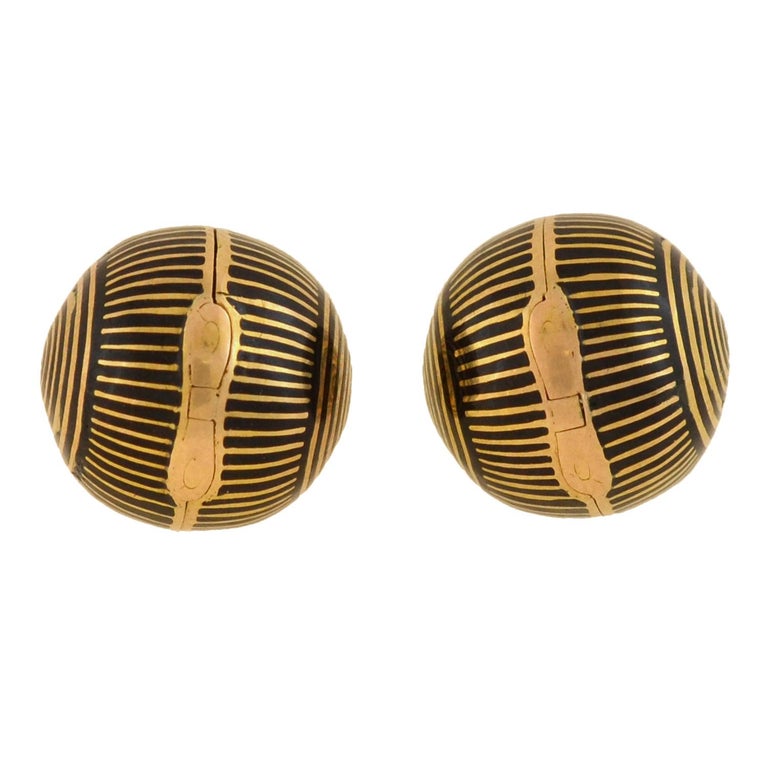 Victorian Striped Black Enamel Earring Coach Covers at 1stDibs ...