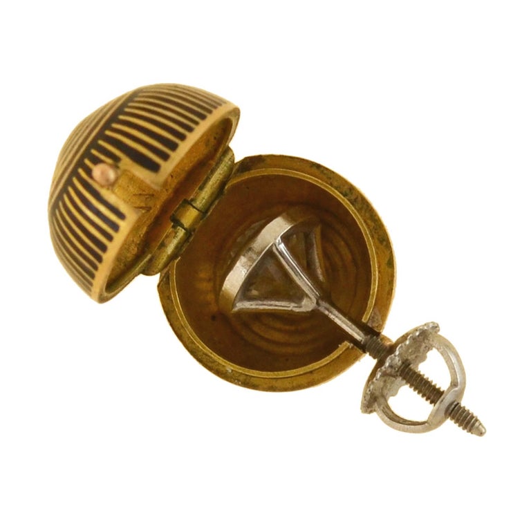 Victorian Striped Black Enamel Earring Coach Covers at 1stDibs ...