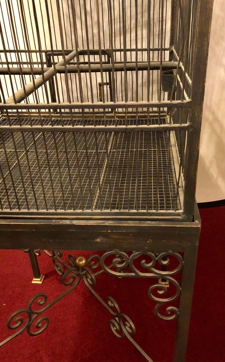 Victorian Style Antique Solid Brass Ebony Painted Monumental Bird Cage ...