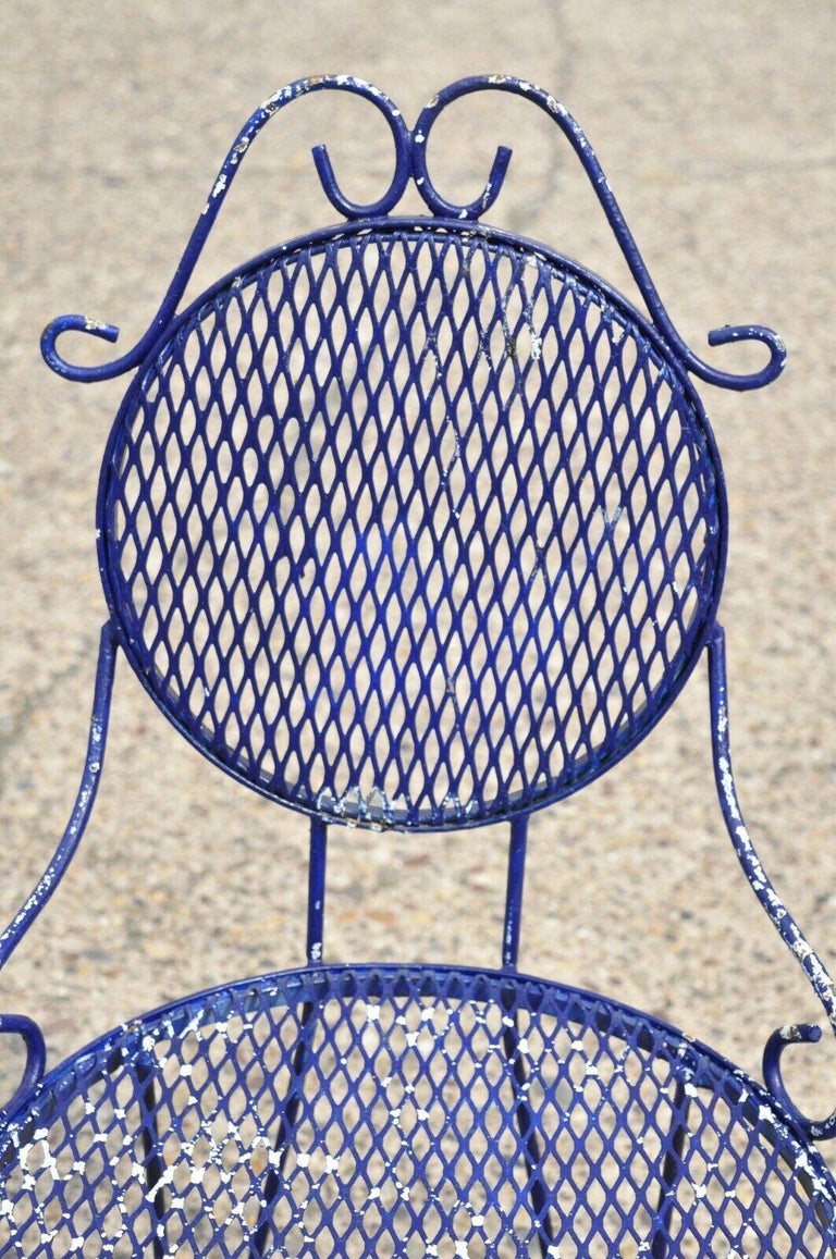 Victorian Style Blue Wrought Iron Small Garden Bistro Dining Chairs ...