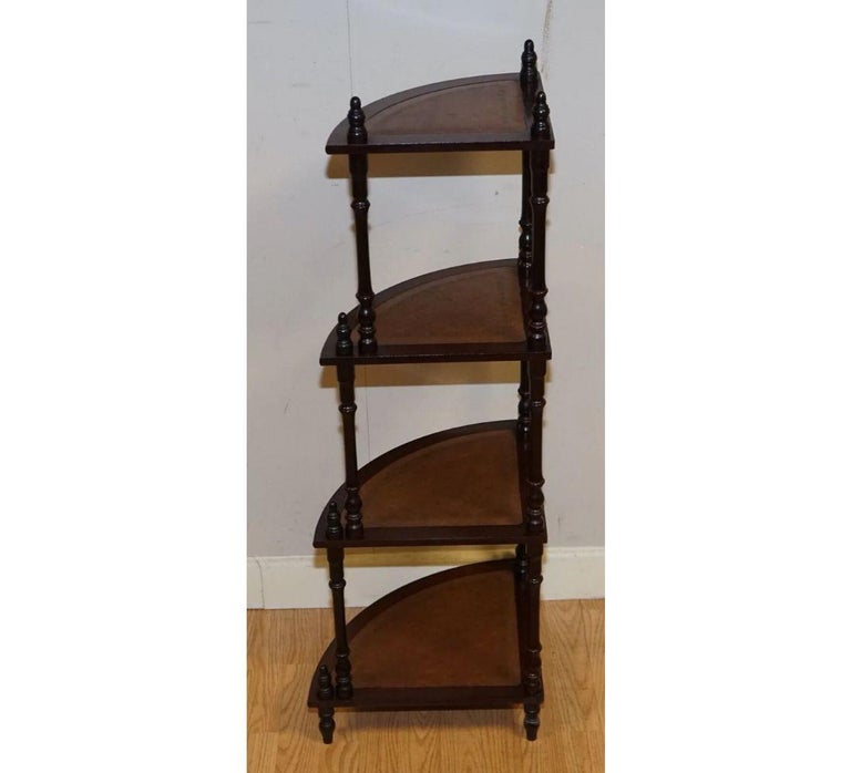 Victorian Style Brown Leather Inlaid Corner Whatnot Table For Sale at ...