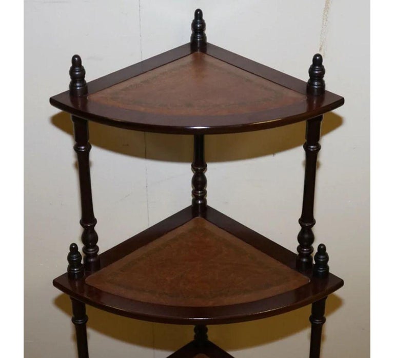 Victorian Style Brown Leather Inlaid Corner Whatnot Table For Sale at ...
