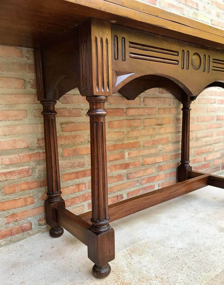 Victorian Style Carved Walnut Convertible Console or Dining Table For ...
