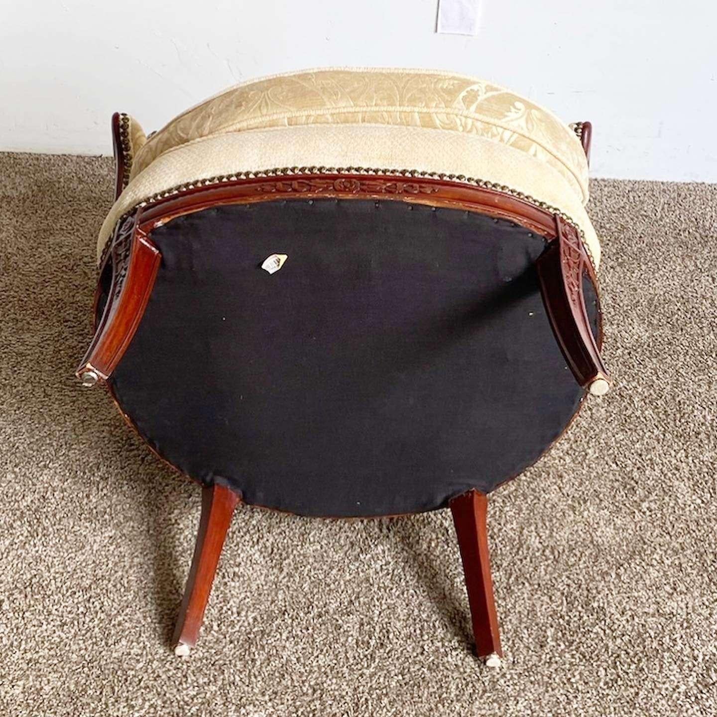 Victorian Style Carved Wingback Chair With Ottoman For Sale at 1stDibs