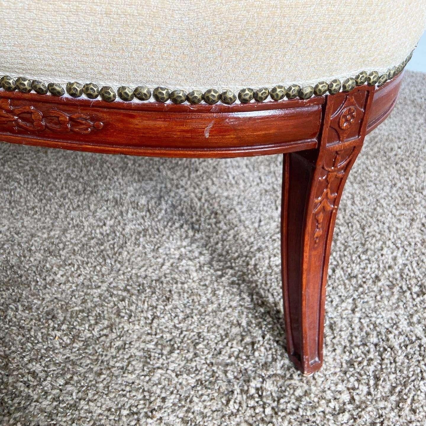 Victorian Style Carved Wingback Chair With Ottoman For Sale at 1stDibs