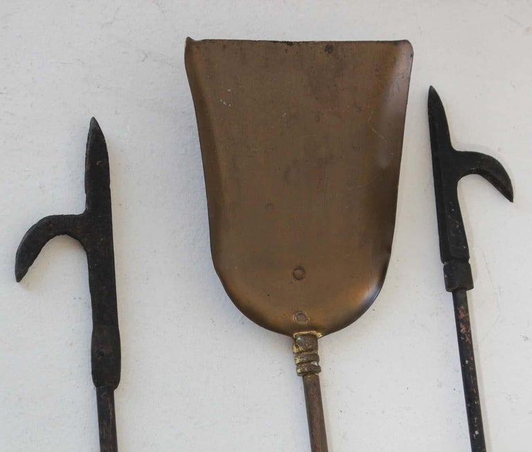 Victorian Style Cast Brass and Iron Fire Tools, 3 Pieces For Sale at ...