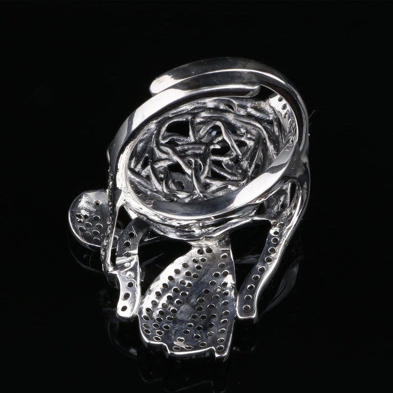 Victorian Style Diamond Silver Tanzanite Swan Shape Cocktail Finger ...