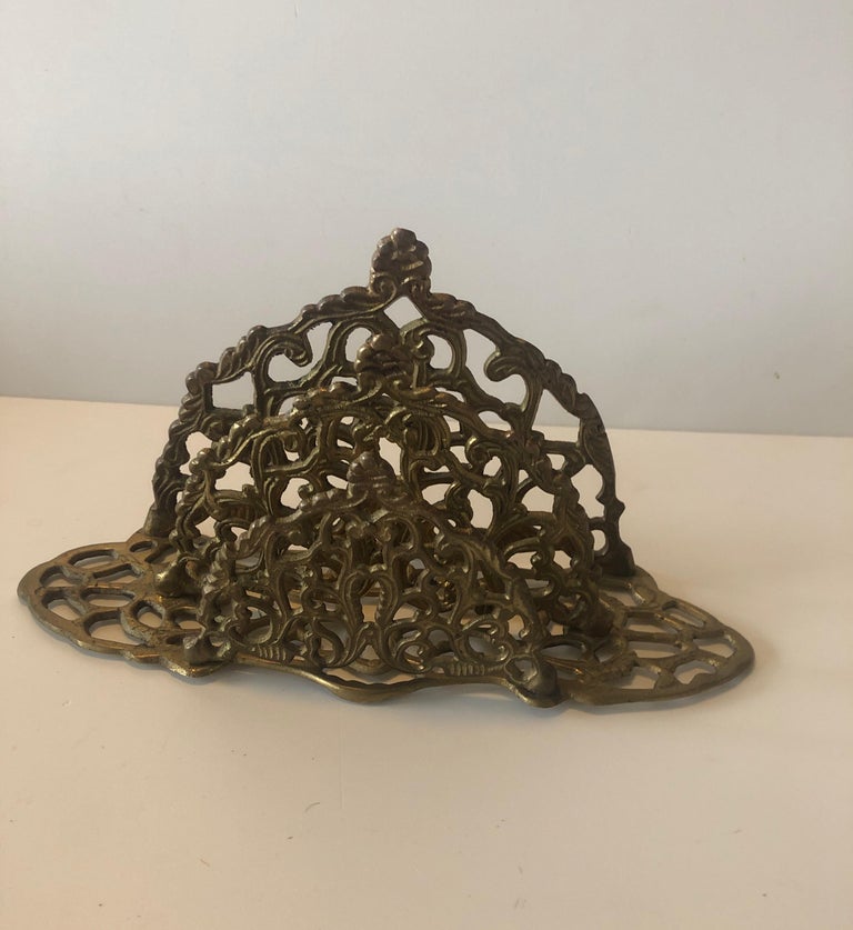 Victorian Style Filigree Brass Letters Holder For Sale at 1stDibs
