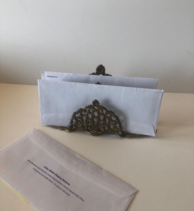 Victorian Style Filigree Brass Letters Holder For Sale at 1stDibs