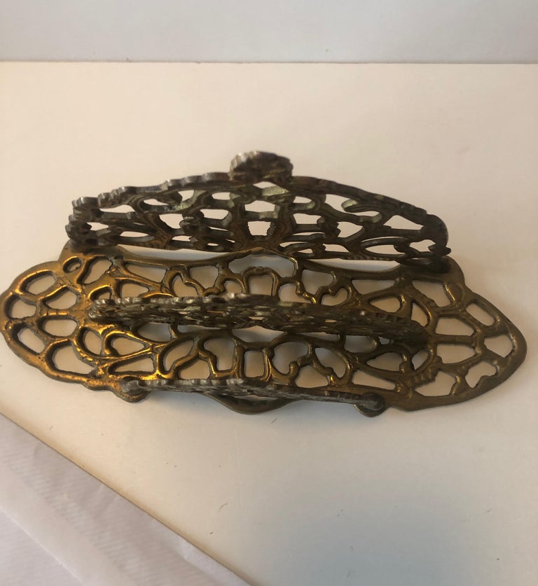 Victorian Style Filigree Brass Letters Holder For Sale at 1stDibs