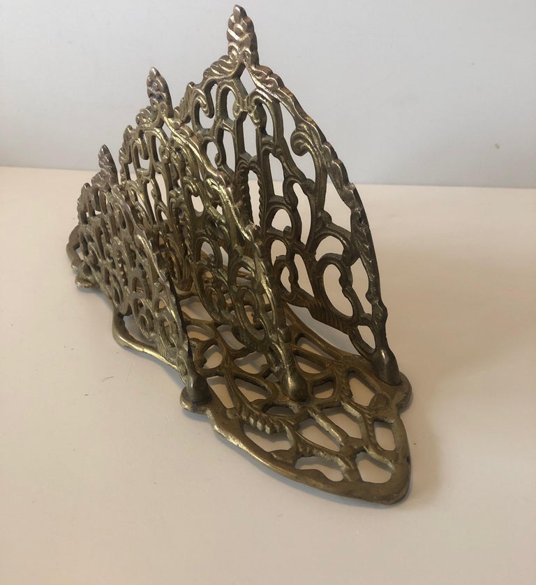 Victorian Style Filigree Brass Letters Holder For Sale at 1stDibs