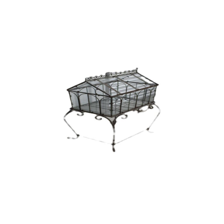 Victorian Style Glass Triennium w/ Iron Stand For Sale at 1stDibs