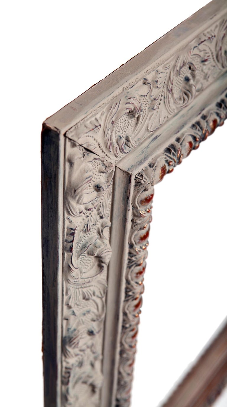 Victorian Style Mirror in Grey and Gold For Sale at 1stDibs