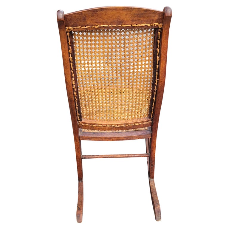 Victorian Style Walnut with Cane Seat and Back Rocker For Sale at 1stDibs