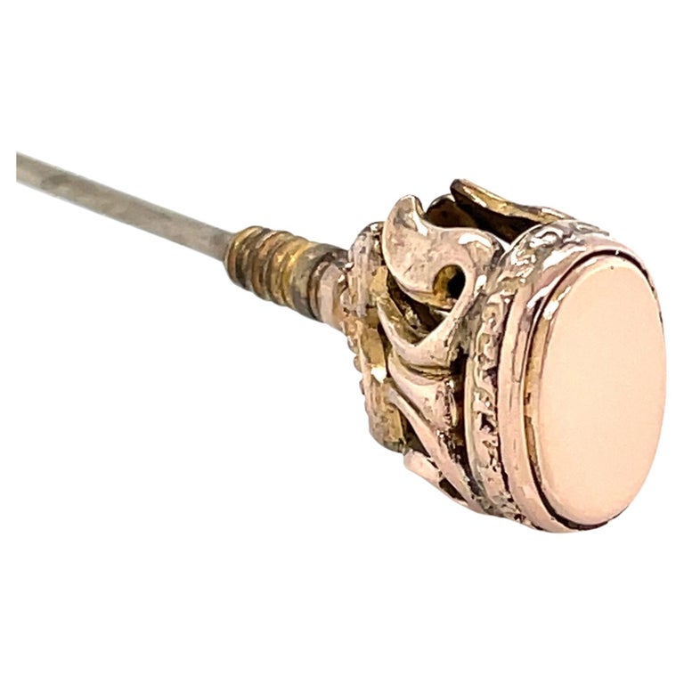 Victorian Style Yellow Gold Antique Hat Pin For Sale at 1stDibs
