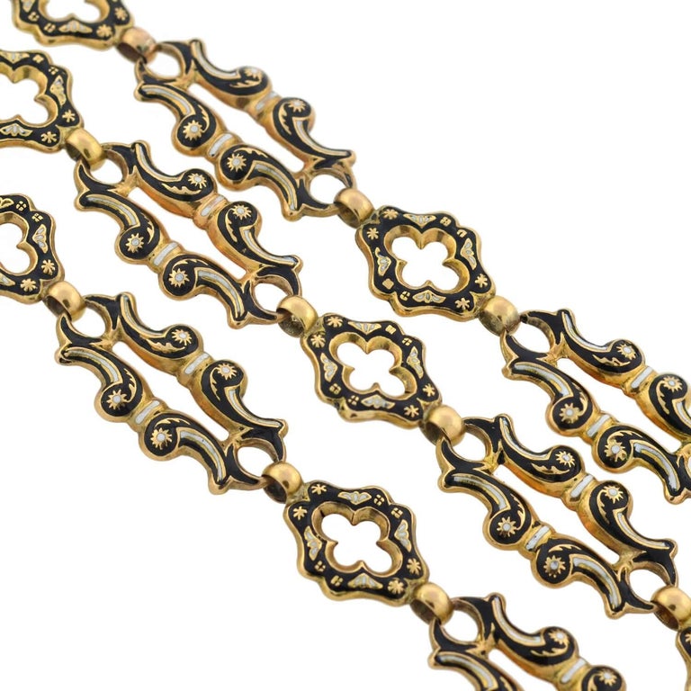 Victorian Swiss Enamel Open Link Chain Necklace at 1stDibs