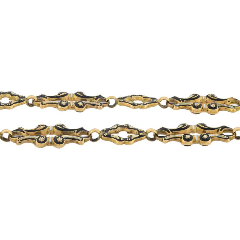Victorian Swiss Enamel Open Link Chain Necklace at 1stDibs
