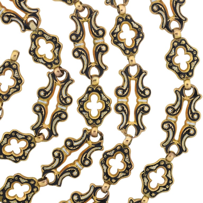Victorian Swiss Enamel Open Link Chain Necklace at 1stDibs