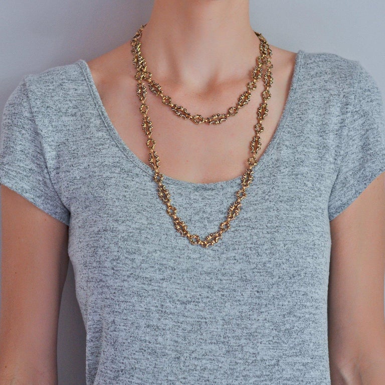 Victorian Swiss Enamel Open Link Chain Necklace at 1stDibs