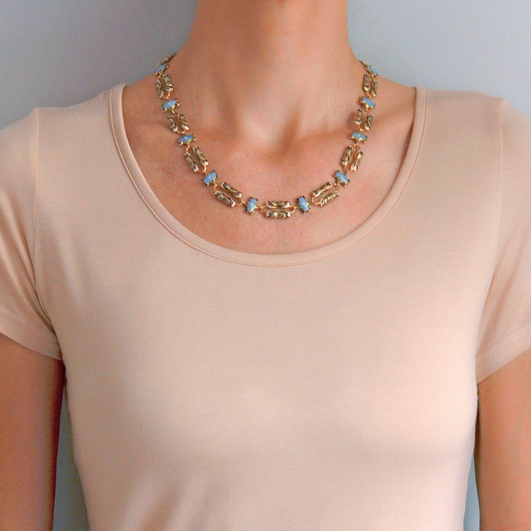 Victorian Swiss Enamel Open Link Chain Necklace at 1stDibs