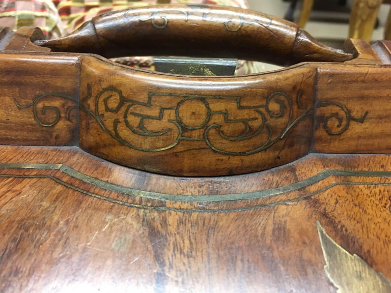 Victorian Table with Detachable Tray in Rhodesian Teak Wood with Brass ...