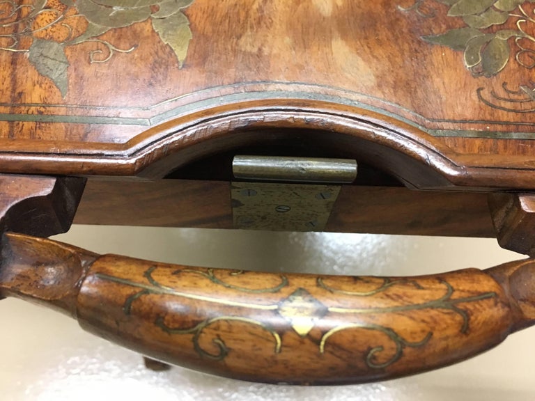 Victorian Table with Detachable Tray in Rhodesian Teak Wood with Brass ...