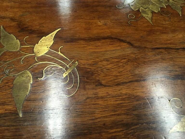 Victorian Table with Detachable Tray in Rhodesian Teak Wood with Brass ...