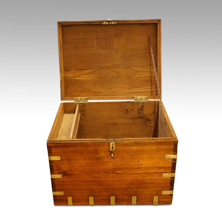 Victorian teak brass cornered British officers military chest at 1stDibs